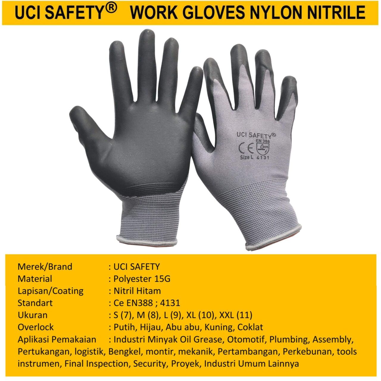Uci Safety Pertambangan Coating Greasy Hand Glove - Uci Safety | Sarung ...